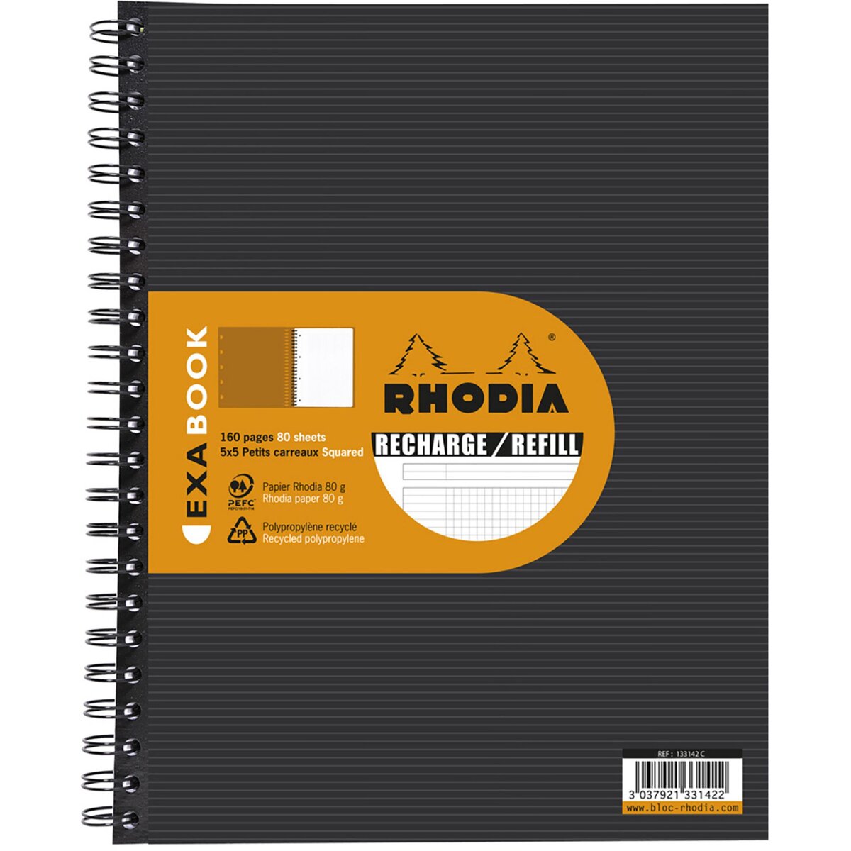 RHODIA Cahier à spirale recharge Exa Book 25x30.5cm - 160 pages ...