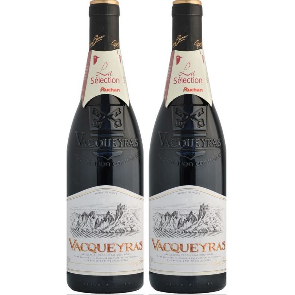 Lot de 2 bouteilles Pierre Chanau Vacqueyras Rouge pas cher - Auchan.fr