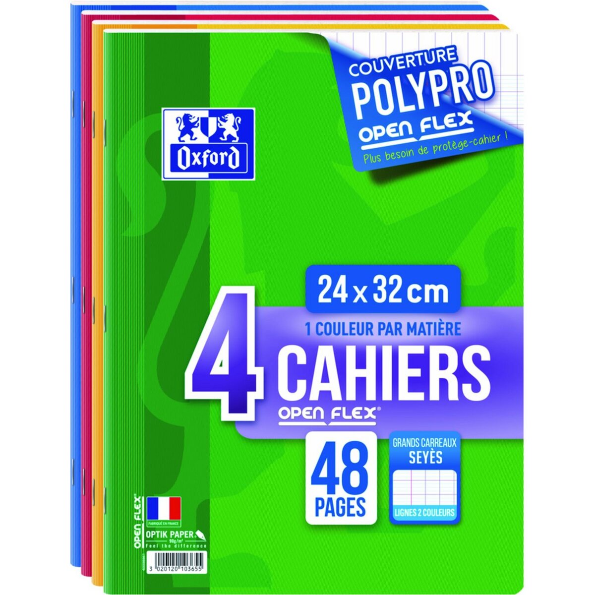 Hamelin Lot de 4 cahiers Openflex 24x32 cm 48 pages grands carreaux ...