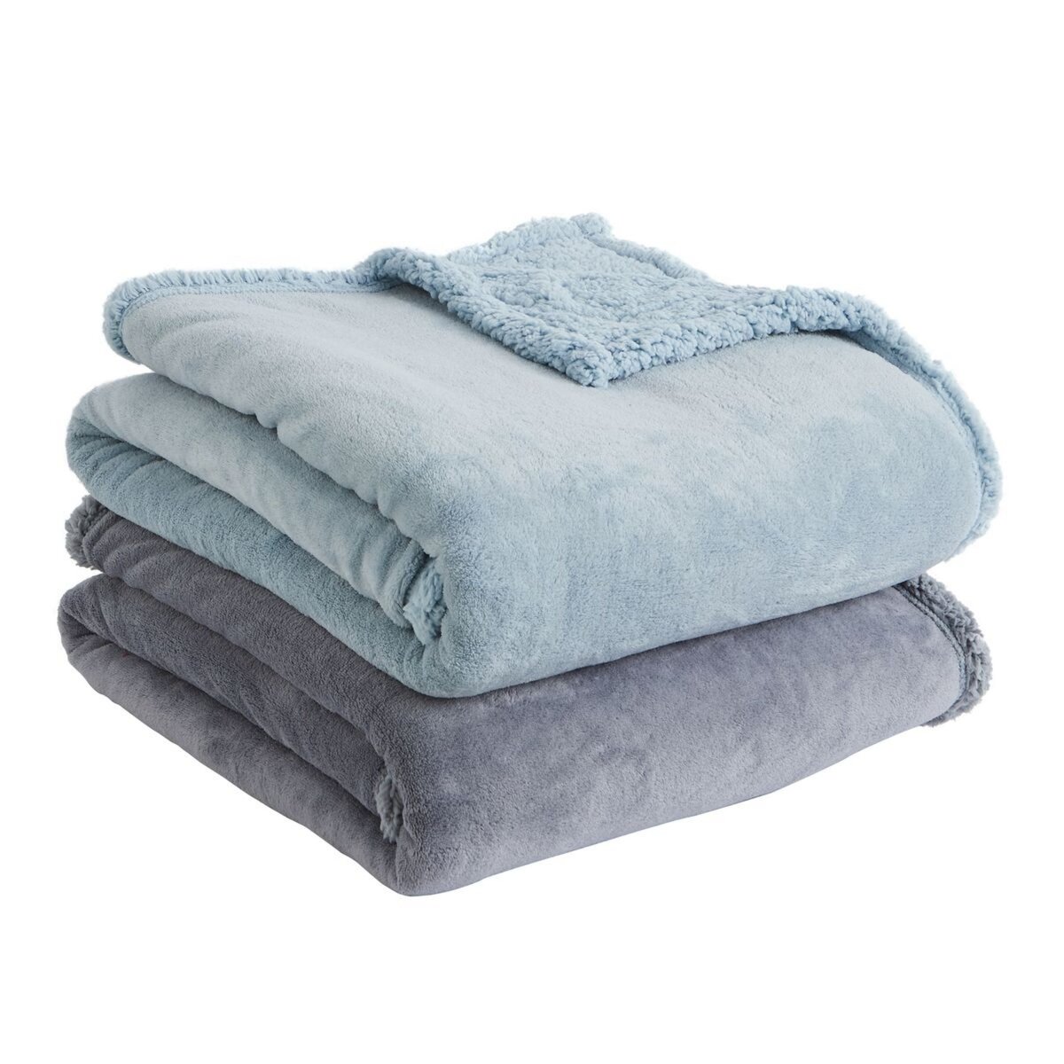 ACTUEL Plaid uni bi-matière en polyester 240g/m² SWEET HOME pas cher ...