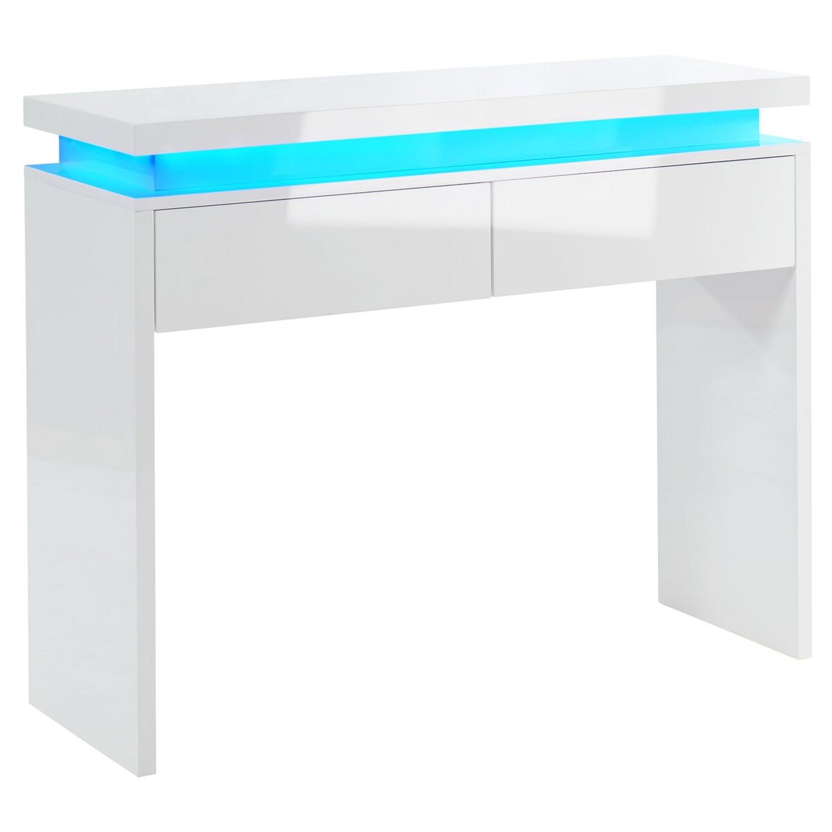 Console à LED laqué blanc brillant 2 tiroirs l100cm ODYSSEE pas cher - Auchan.fr