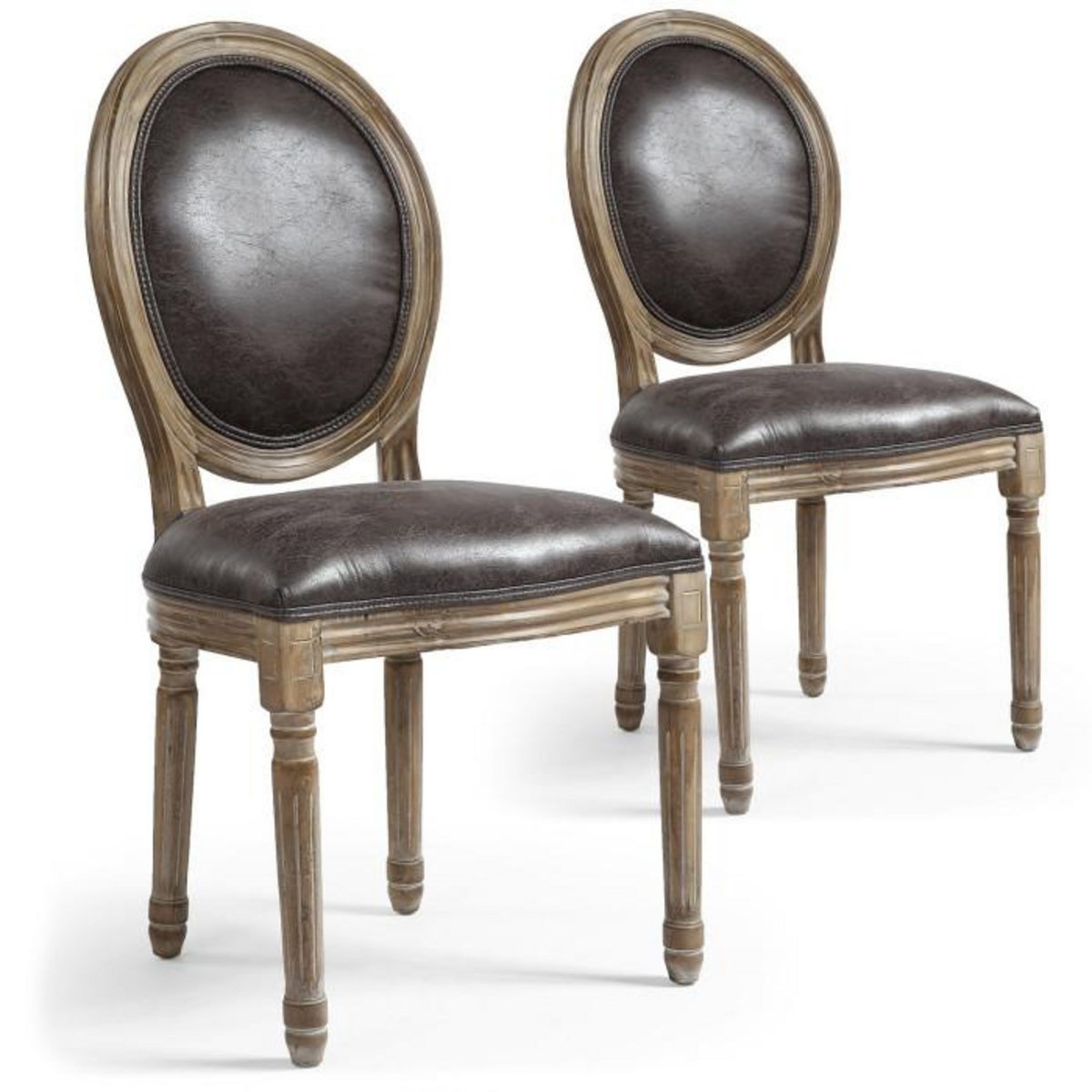 Paris Prix Lot de 2 Chaises Médaillon Versailles 96cm Marron Vielli pas ...
