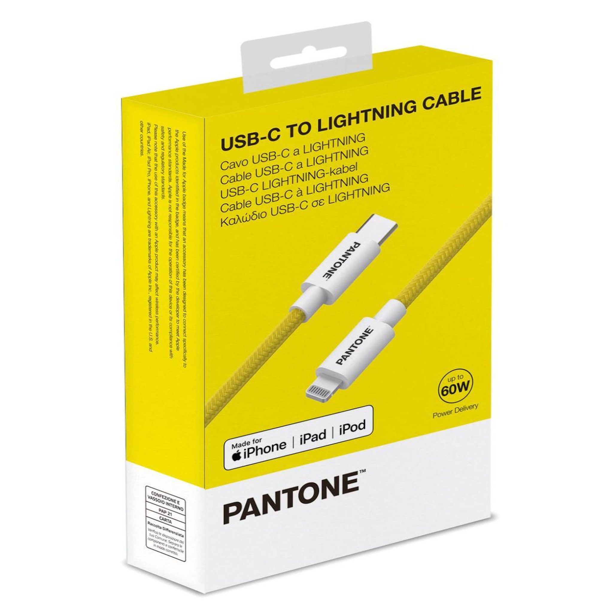 Pantone Pantone PT-CTL002-5Y câble Lightning 1,5 m Blanc, Jaune pas ...