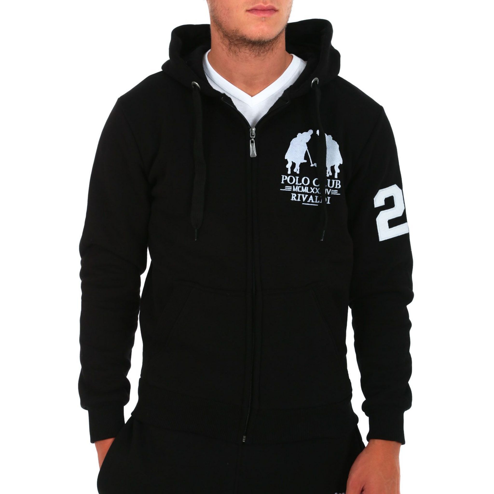 Sweat zippé à capuche RIVALDI noir sérigraphié pas cher - Auchan.fr