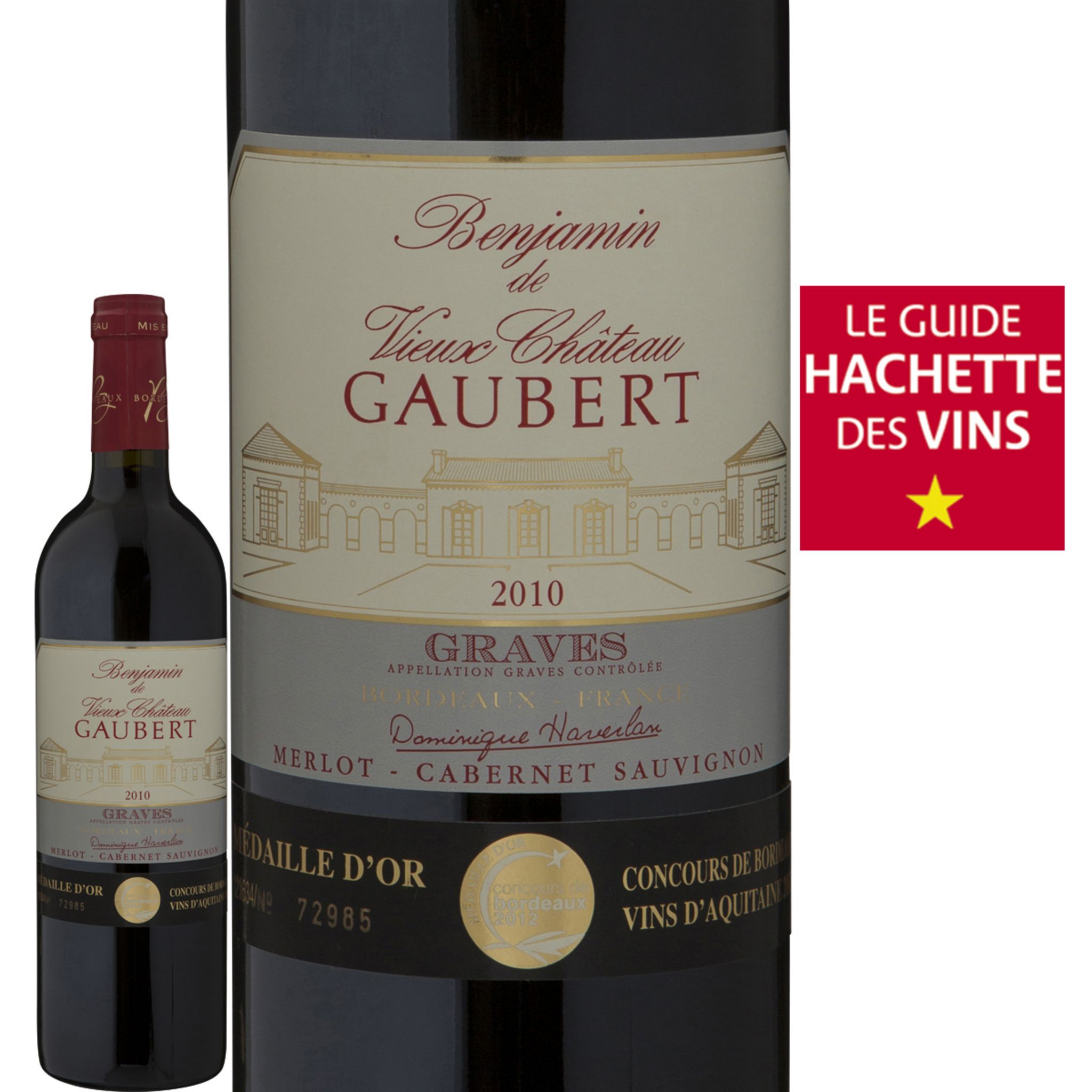 Benjamin du Vieux Château Gaubert Graves Rouge 2010 pas cher - Auchan.fr